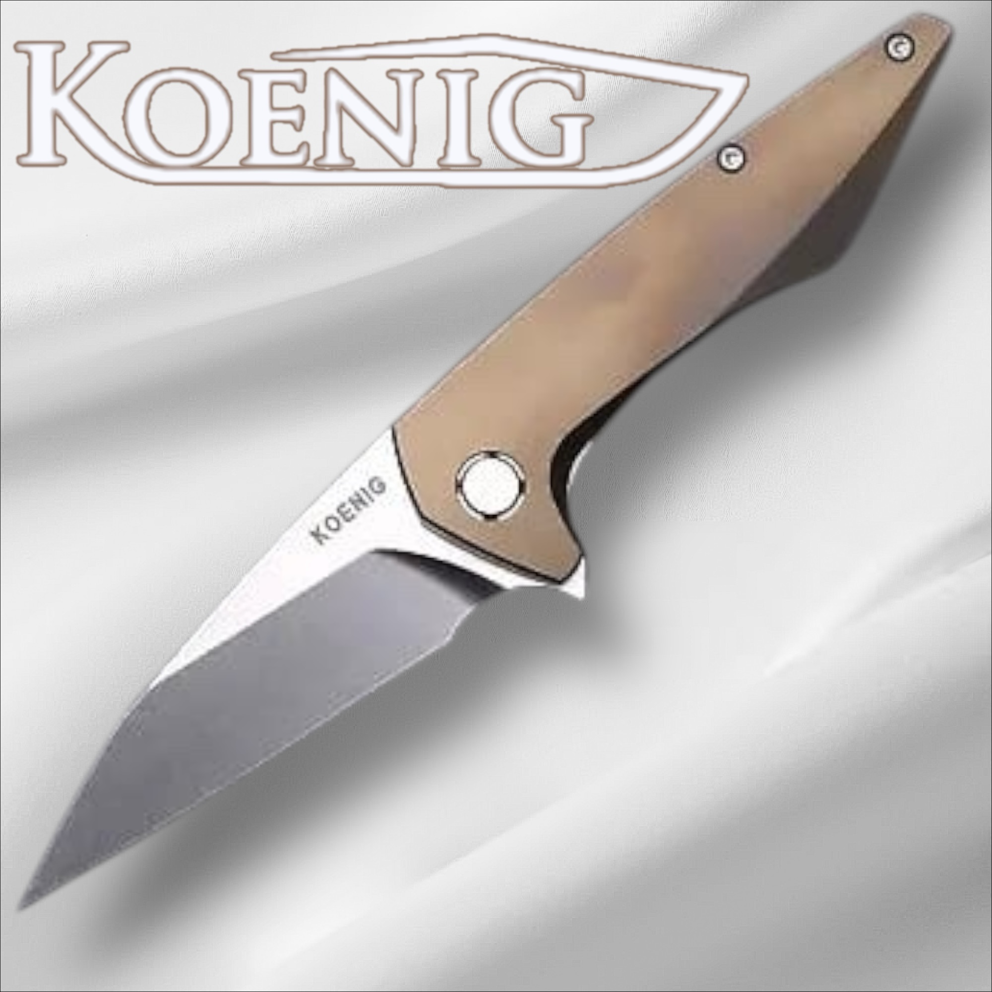 KOENIG KNIVES MINI GOBLIN - SEA PATTERN BRONZE TITANIUM HANDLE ...