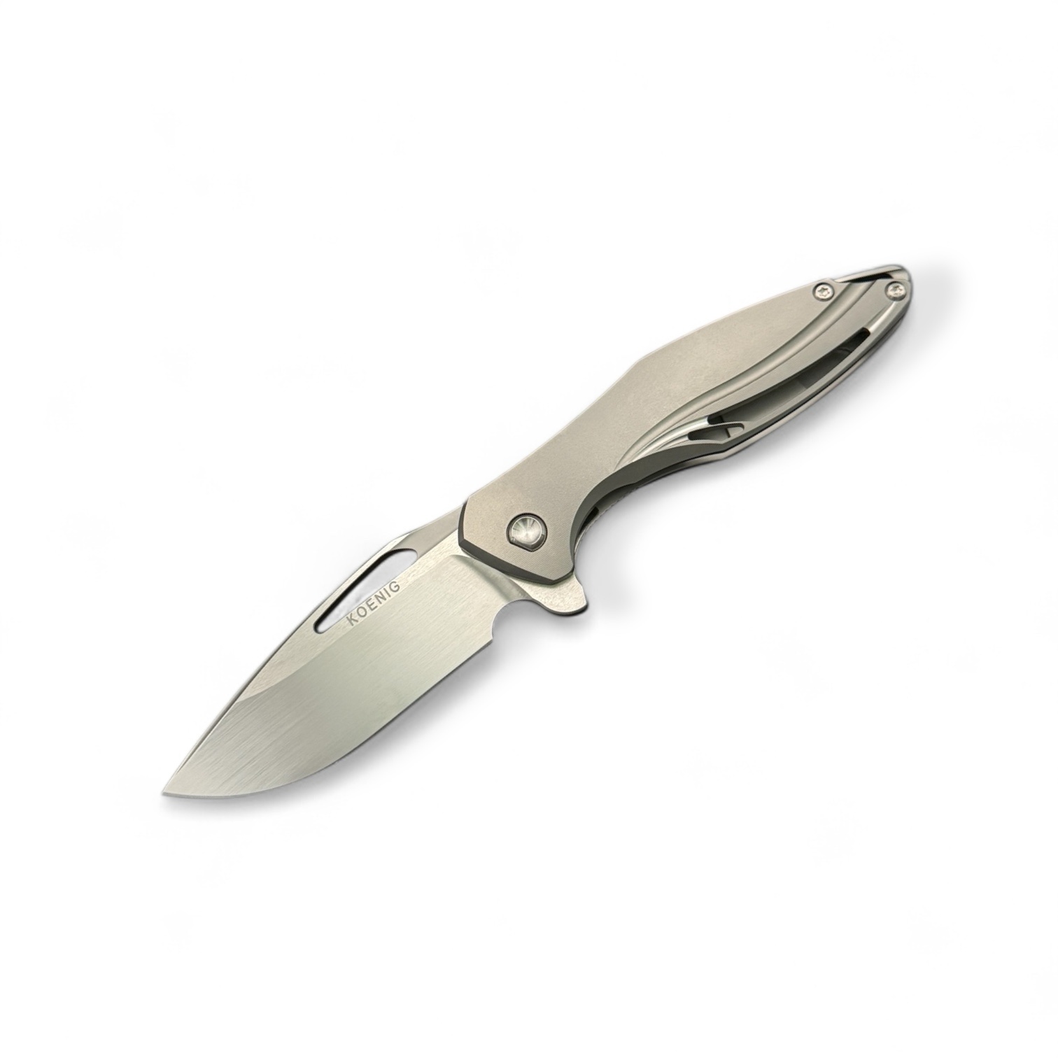 KOENIG KNIVES MINI Arius Style 55 - TITANIUM HANDLE - Handrubbed M390 ...